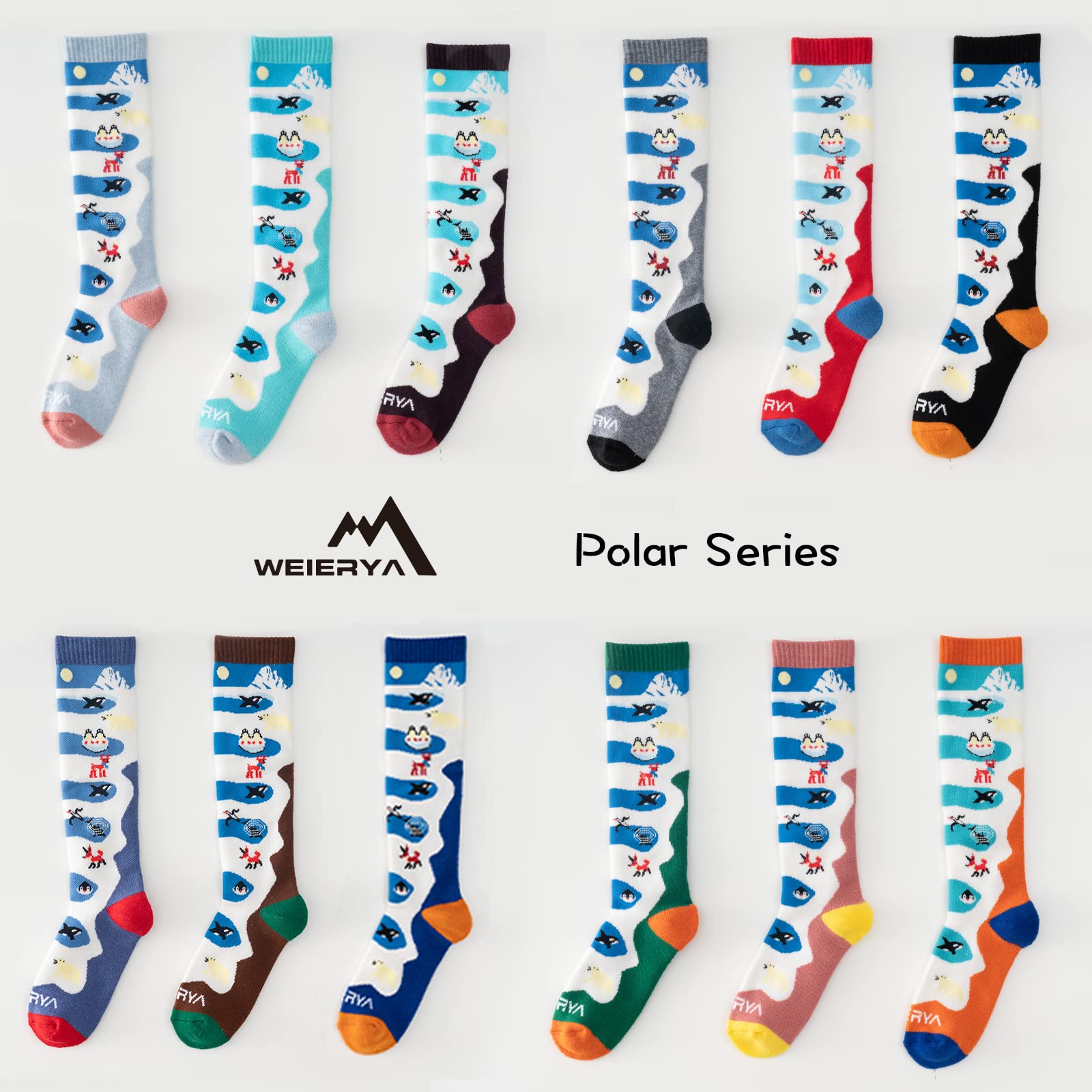 WEIERYA Kids Ski Socks Merino Wool, Thermal Snow Socks, Knee-high Wool Socks for Boys and Girls, 1/3 Pairs Black M 1 Pair