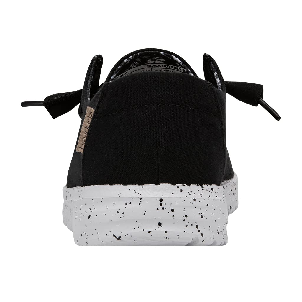 Hey Dude Women's Wendy Canvas Black Odyssey Size 8 | Women’s Shoes | Women’s Lace Up Loafers | Comfortable & Light-Weight
