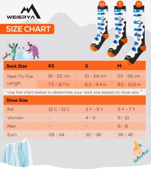 WEIERYA Kids Ski Socks Merino Wool, Thermal Snow Socks, Knee-high Wool Socks for Boys and Girls, 1/3 Pairs Black M 1 Pair