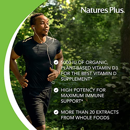 NaturesPlus Source of Life Garden Vitamin D3 - 60 Vegan Capsules, Pack of 2 - Immune System Support - Certified Organic, Non-GMO, Gluten Free - 60 Total Servings