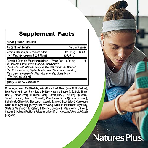 NaturesPlus Source of Life Garden Vitamin D3-60 Vegan Capsules, Pack of 3 - Immune System Support - Certified Organic, Non-GMO, Gluten Free - 90 Total Servings
