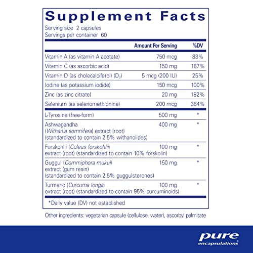 Pure Encapsulations Thyroid Support Complex | Hypoallergenic Supplement with Herbs and Nutrients for Optimal Thyroid Gland Function* | 120 Capsules