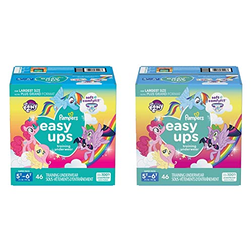 Pampers Easy Ups Training Underwear Girls, 5T-6T Size 7 Diapers, 46 Count (Packaging & Prints May Vary) (Pack of 2)