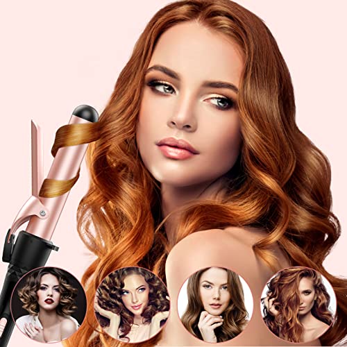 Curling Iron Set 5 in 1,MAXT Curling Wand Set Interchangeable Triple Barrel Curling Iron and Curling Brush Ceramic Barrel Wand Curling Iron(0.35β-1.25β) (Pink)