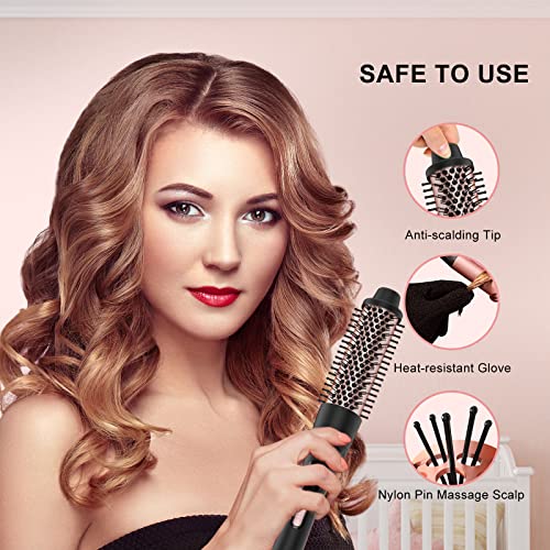 Curling Iron Set 5 in 1,MAXT Curling Wand Set Interchangeable Triple Barrel Curling Iron and Curling Brush Ceramic Barrel Wand Curling Iron(0.35β-1.25β) (Pink)