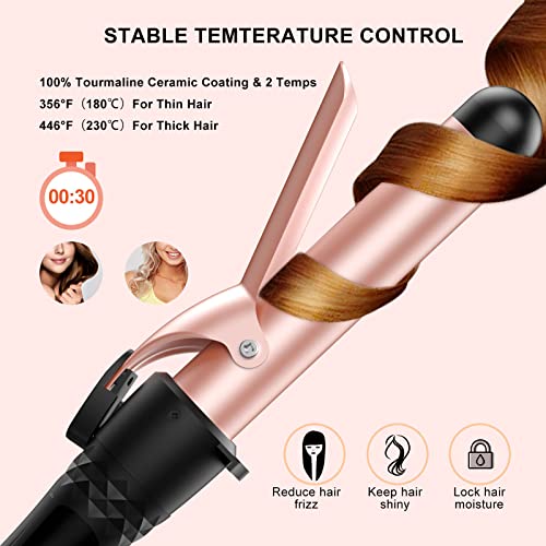 Curling Iron Set 5 in 1,MAXT Curling Wand Set Interchangeable Triple Barrel Curling Iron and Curling Brush Ceramic Barrel Wand Curling Iron(0.35β-1.25β) (Pink)