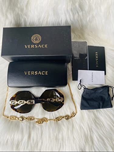 Versace Woman Sunglasses Havana Frame, Dark Brown Lenses, 59MM