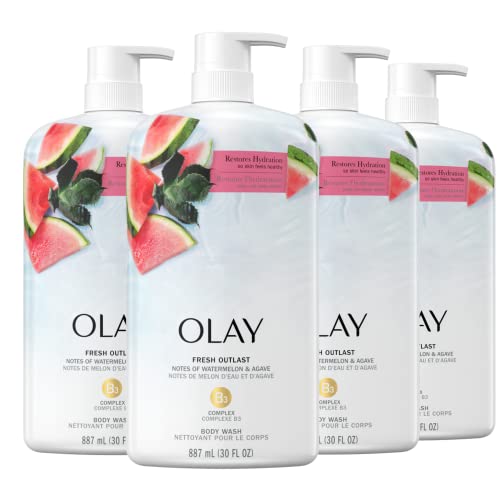 Olay Fresh Outlast Notes of Watermelon & Agave Body Wash, 30 fl oz (Pack of 4)