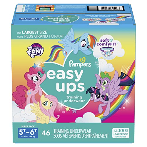 Pampers Easy Ups Training Underwear Girls, 5T-6T Size 7 Diapers, 46 Count (Packaging & Prints May Vary) (Pack of 2)