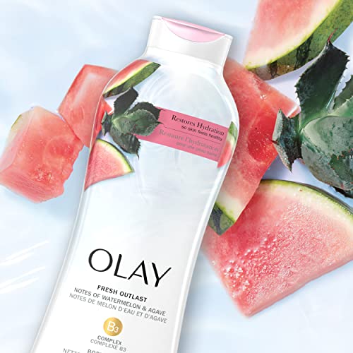 Olay Fresh Outlast Notes of Watermelon & Agave Body Wash, 30 fl oz (Pack of 4)