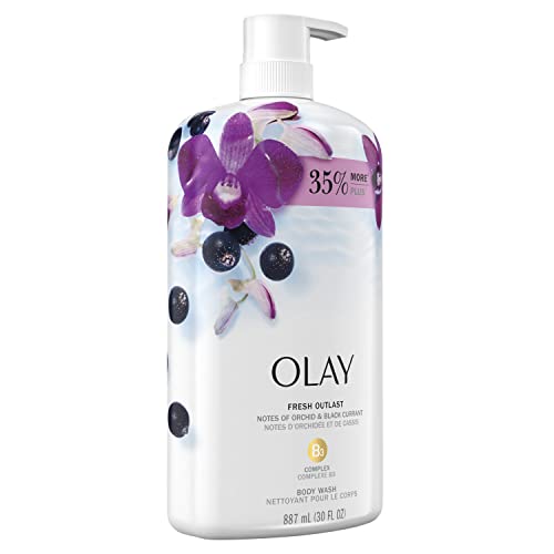 Olay Fresh Outlast Body Wash, Orchid & Black Currant, 30 fl oz (Pack of 4)