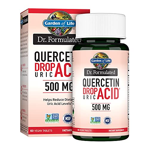 Garden of Life Quercetin Probiotic & Uric Acid Support with Tart Cherry, Vitamin C from Organic Acerola and Rose Hips Plus Luteolin â Dr Formulated â Gluten Free, Non GMO, Carbon Neutral â 60 Tablets