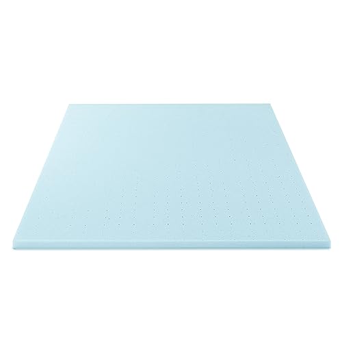 Best Price Mattress 1.5 Inch Ventilated Memory Foam Mattress Topper, Cooling Gel Infusion, CertiPUR-US Certified, Twin, Blue