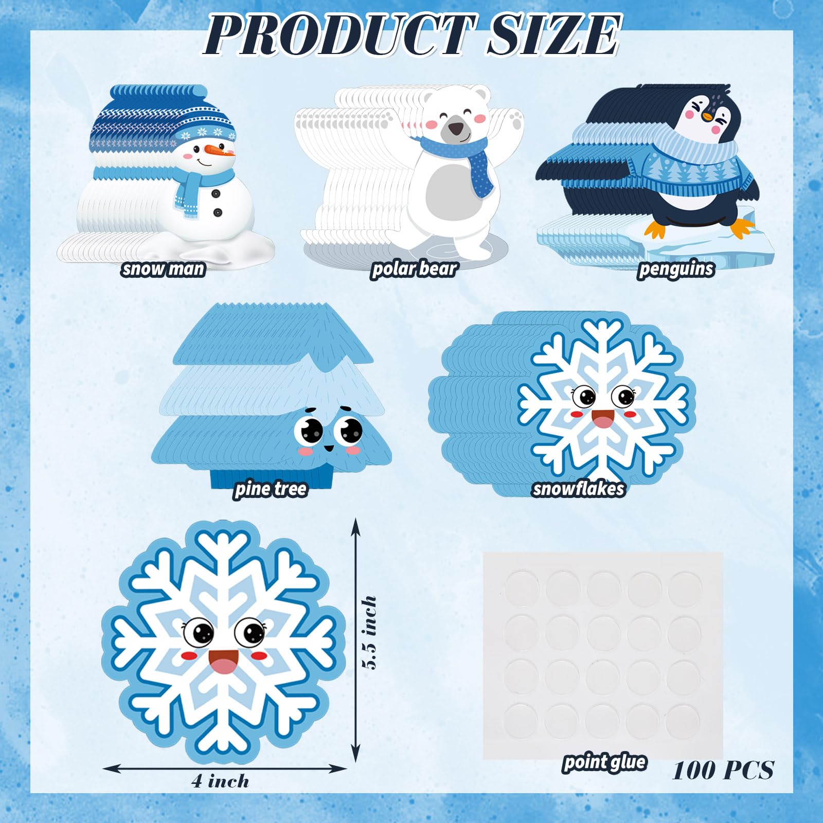 80 Pcs Winter Cutouts Winter Paper Bulletin Board for Preschool Paper Bulletin Board Decorations Preschool Classroom Back to School Teacher Supplies Classroom Cutouts