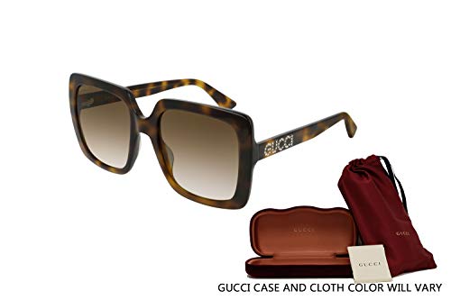 Gucci GG0418S 003 54M Havana/Brown Gradient Square Sunglasses For Women + BUNDLE with Designer iWear Complimentary Eyewear Care Kit