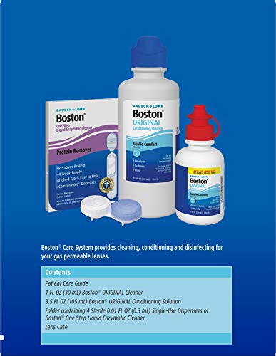 Contact Lens Solution by Boston, Boston Original Complete System for Gas Permeable Contact Lenses, 1 Fl Oz Original Cleaner, 3.5 Fl Oz Solution, 5 One Step Liquid Enzymatic Cleaners and 1 Lens Case