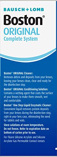 Contact Lens Solution by Boston, Boston Original Complete System for Gas Permeable Contact Lenses, 1 Fl Oz Original Cleaner, 3.5 Fl Oz Solution, 5 One Step Liquid Enzymatic Cleaners and 1 Lens Case