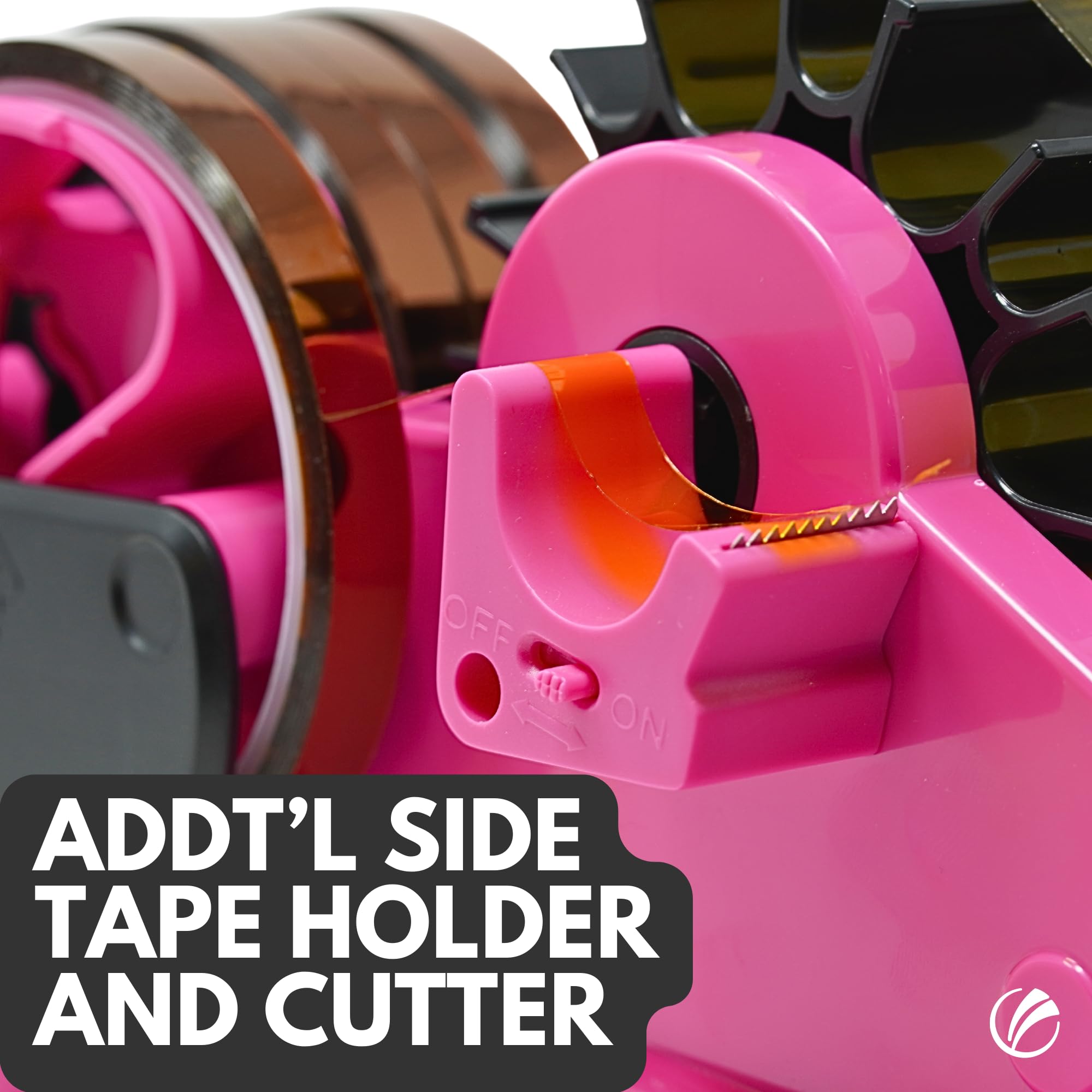 Echomerx Multi-Roll Heat Tape Dispenser Sublimation - Best Cut Heat Resistant Thermal Tape for Sublimation Transfer, Pen Holder, 1 and 3 inch Core, Optional Heat Press Tape Pack, Pink