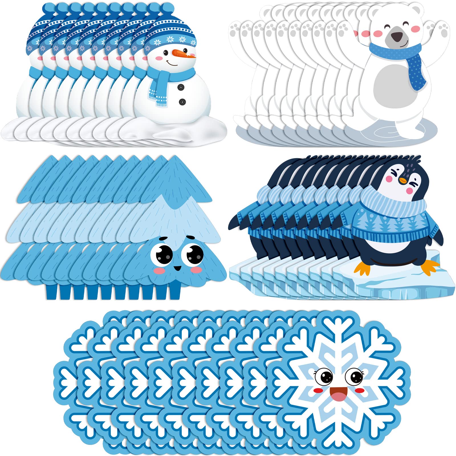 80 Pcs Winter Cutouts Winter Paper Bulletin Board for Preschool Paper Bulletin Board Decorations Preschool Classroom Back to School Teacher Supplies Classroom Cutouts