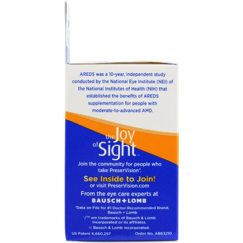 Bausch + Lomb Preservision With Lutein Eye Vitamin & Mineral Supplement, 50 Count Soft Gels