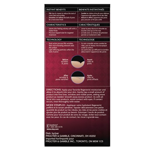Wrinkle Cream by Olay Regenerist Instant Fix Wrinkle & Pore Vanisher, 1.0 Fl Oz Packaging may Vary