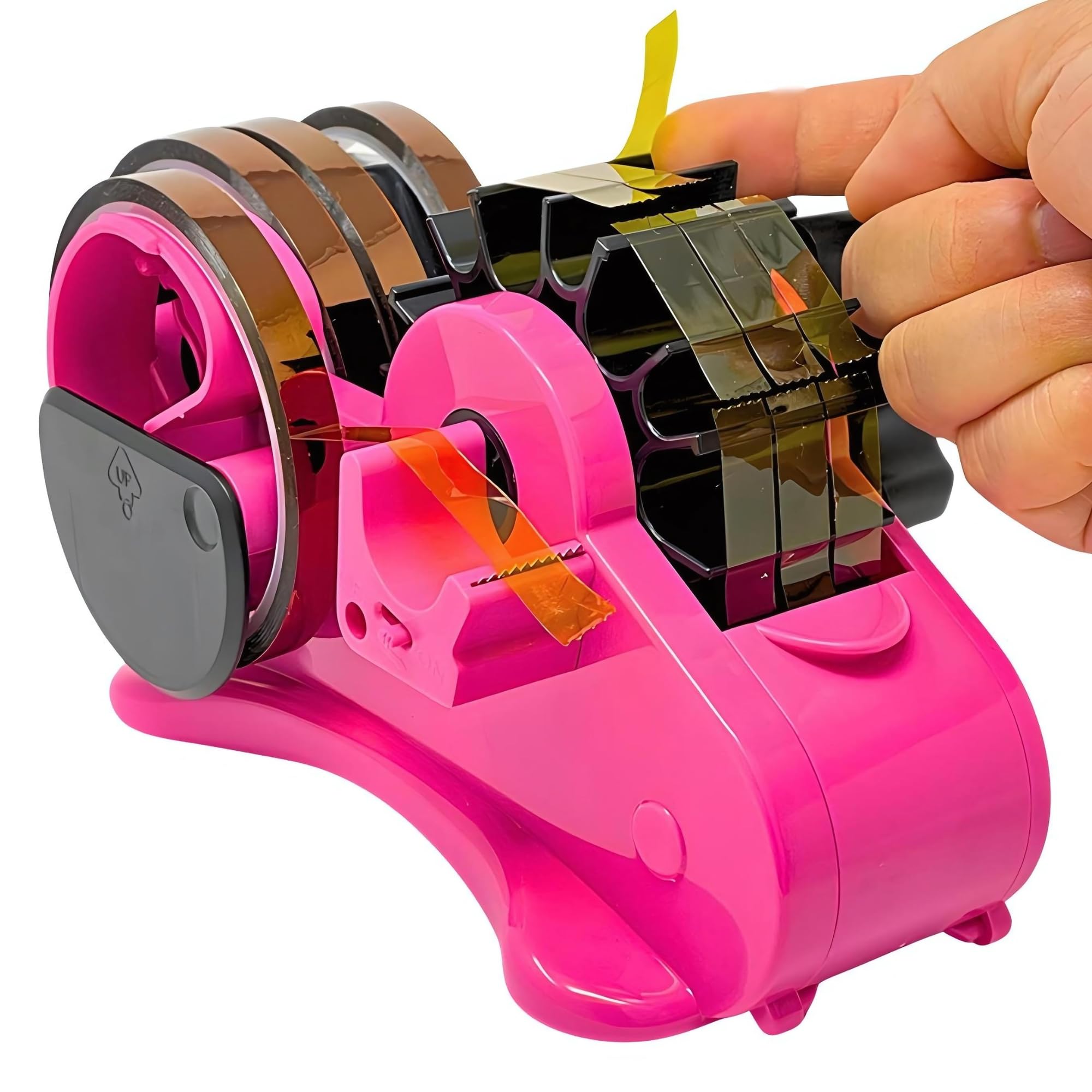 Echomerx Multi-Roll Heat Tape Dispenser Sublimation - Best Cut Heat Resistant Thermal Tape for Sublimation Transfer, Pen Holder, 1 and 3 inch Core, Optional Heat Press Tape Pack, Pink