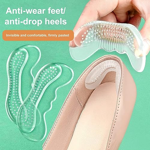 2Pcs of Transparent Invisible Self-Adhesive Gel Heel Pads: Non-Slip Cushion Grip Inserts for High Heels and Shoes