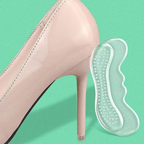 2Pcs of Transparent Invisible Self-Adhesive Gel Heel Pads: Non-Slip Cushion Grip Inserts for High Heels and Shoes