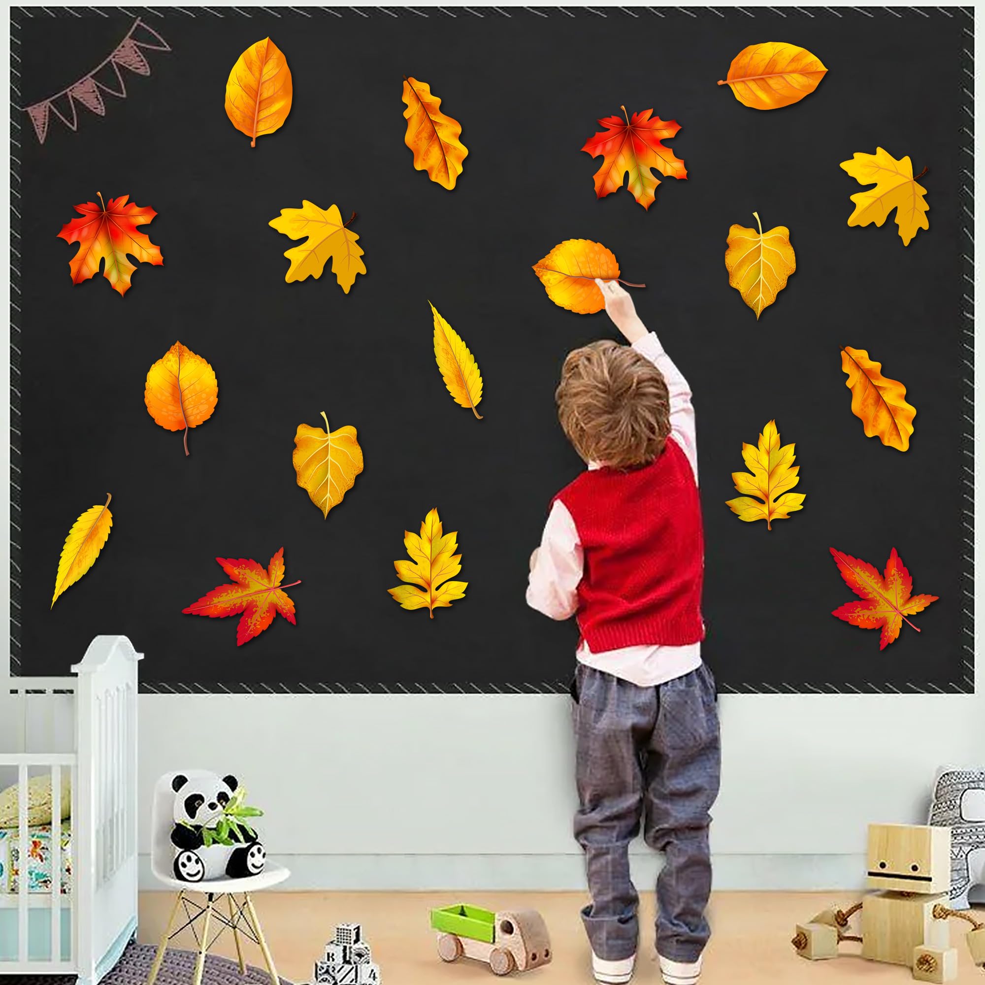 Lucleag 45 PCS Fall Maple Leaves Cutouts for Bulletin Board Decoration, Autumn Leaves Cutouts Fall Leaf Cut Outs for Thanksgiving Fall Autumn Party School Classroom Bulletin Board Decorations