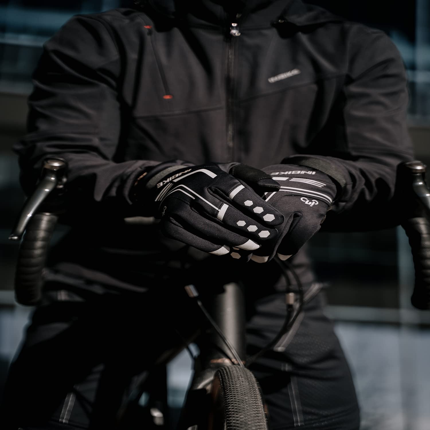 INBIKE Cycling Winter Gloves,for Men Windproof Reflective Thermal Gel Pads Touch Screen MTB Mountain Bike Black Medium
