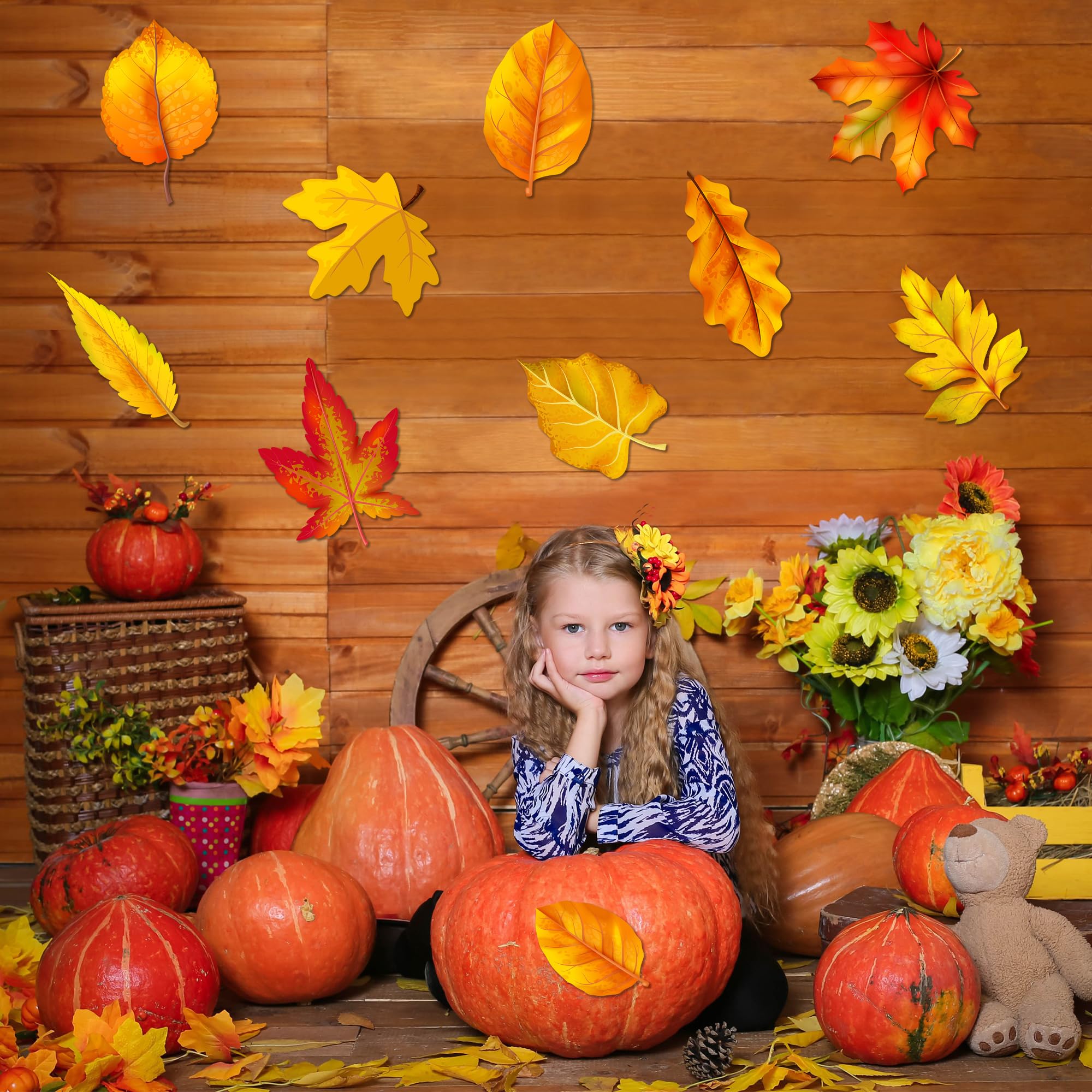 Lucleag 45 PCS Fall Maple Leaves Cutouts for Bulletin Board Decoration, Autumn Leaves Cutouts Fall Leaf Cut Outs for Thanksgiving Fall Autumn Party School Classroom Bulletin Board Decorations