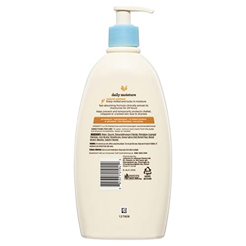Aveeno Baby Daily Moisture Moisturizing Lotion for Delicate Skin with Natural Colloidal Oatmeal & Dimethicone, Hypoallergenic, Fragrance-, Phthalate- & Paraben-Free, 18 fl. oz (Package may vary)