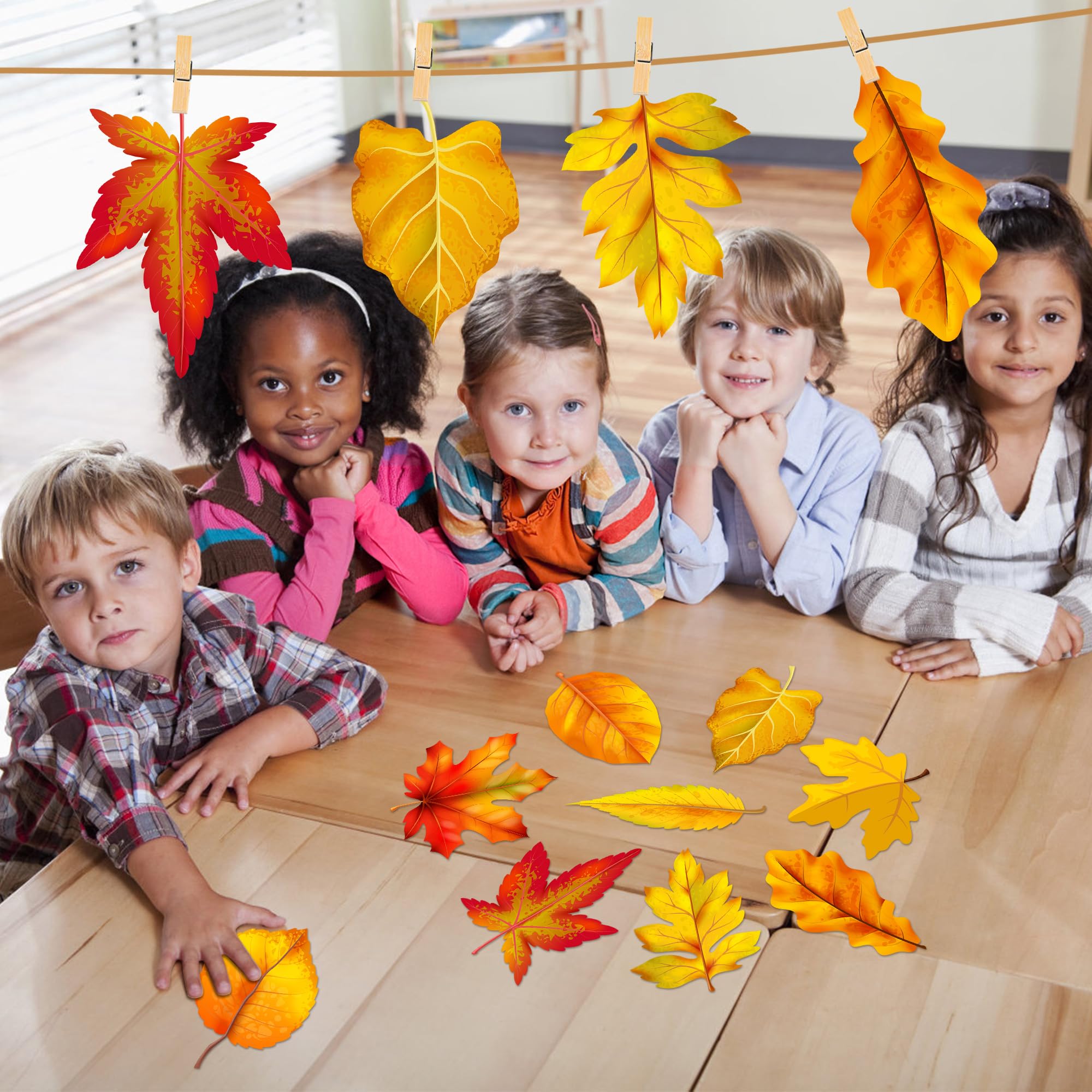 Lucleag 45 PCS Fall Maple Leaves Cutouts for Bulletin Board Decoration, Autumn Leaves Cutouts Fall Leaf Cut Outs for Thanksgiving Fall Autumn Party School Classroom Bulletin Board Decorations