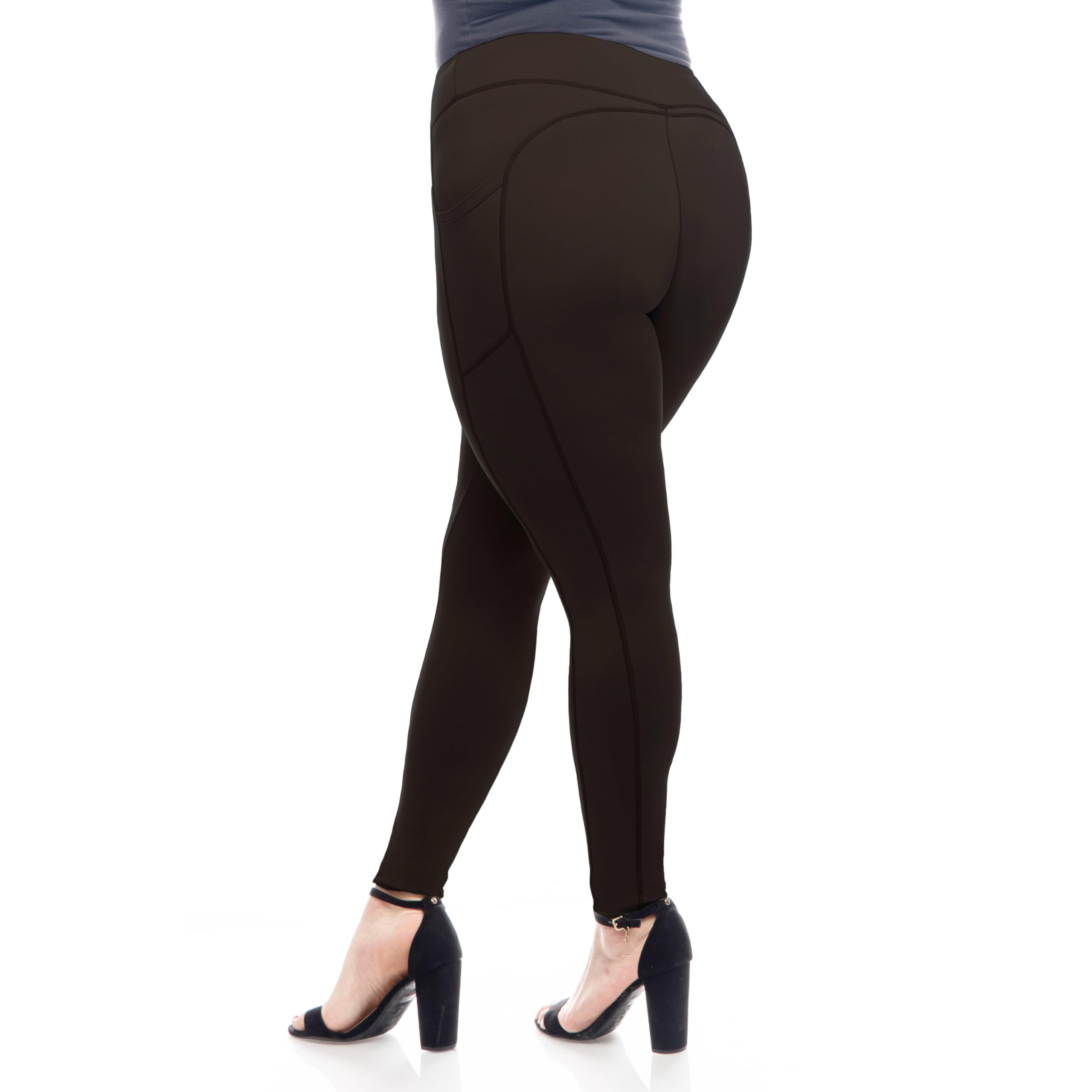 SATINA High Waisted Leggings for Women - Capri, Full Length Compression Leggings with Pockets - Buttery Soft, Tummy Control Black Workout Leggings - Plus Size Yoga Pants Women