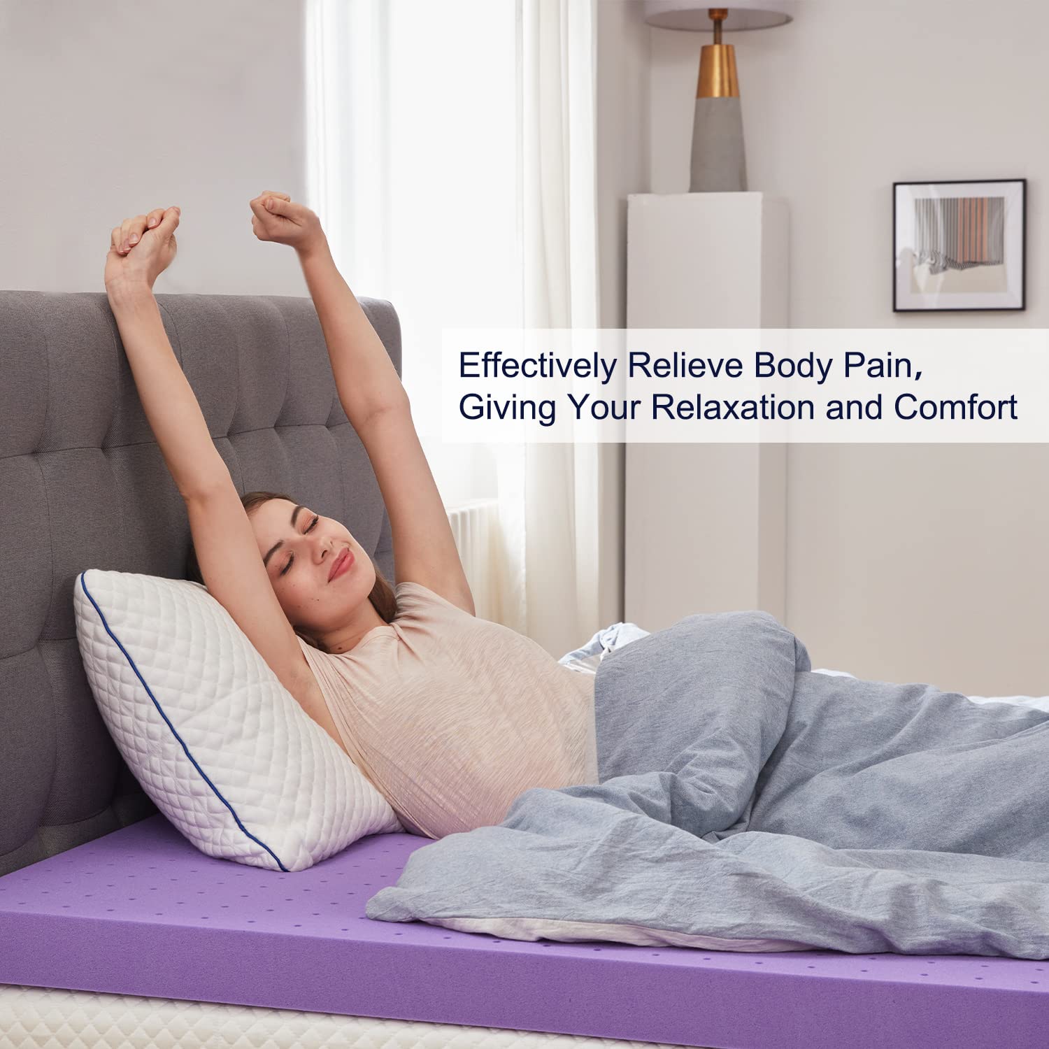 SINWEEK 2 Inch Gel Memory Foam Mattress Topper Ventilated Soft Pressure Relieve Mattress Pad, Breathable Bed Topper, CertiPUR-US Certified, Full Size