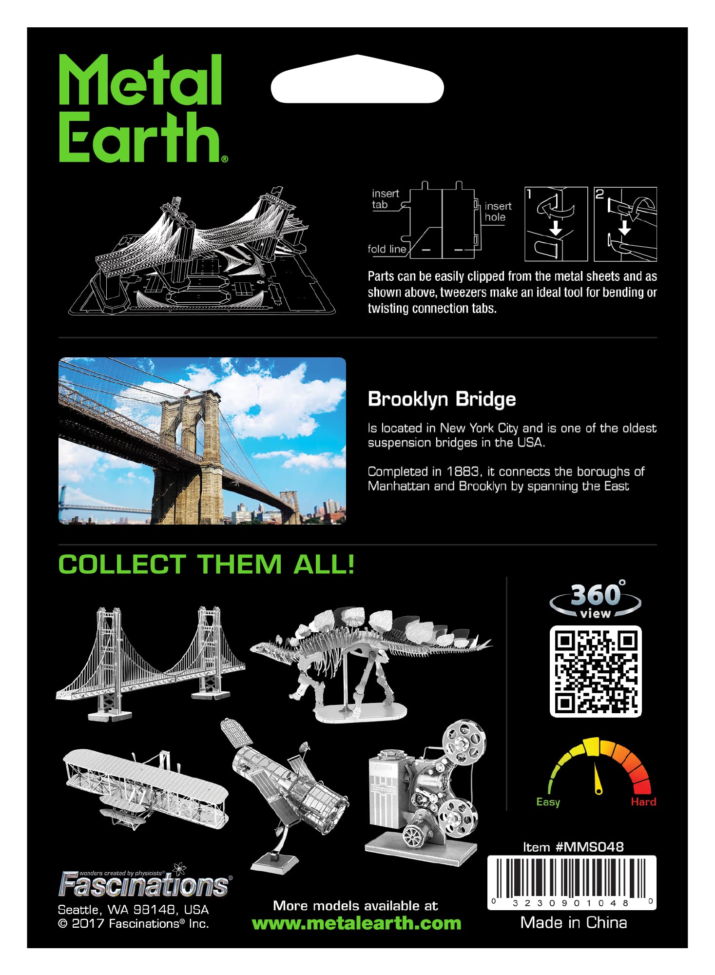 Fascinations Metal Earth Brooklyn Bridge 3D Metal Model Kit Bundle with Tweezers