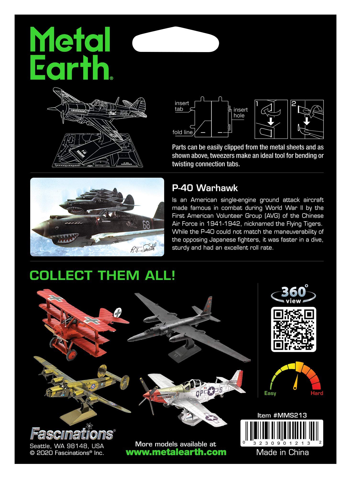 Metal Earth The Curtiss P-40 Warhawk Aircraft 3D Metal Model Kit Fascinations