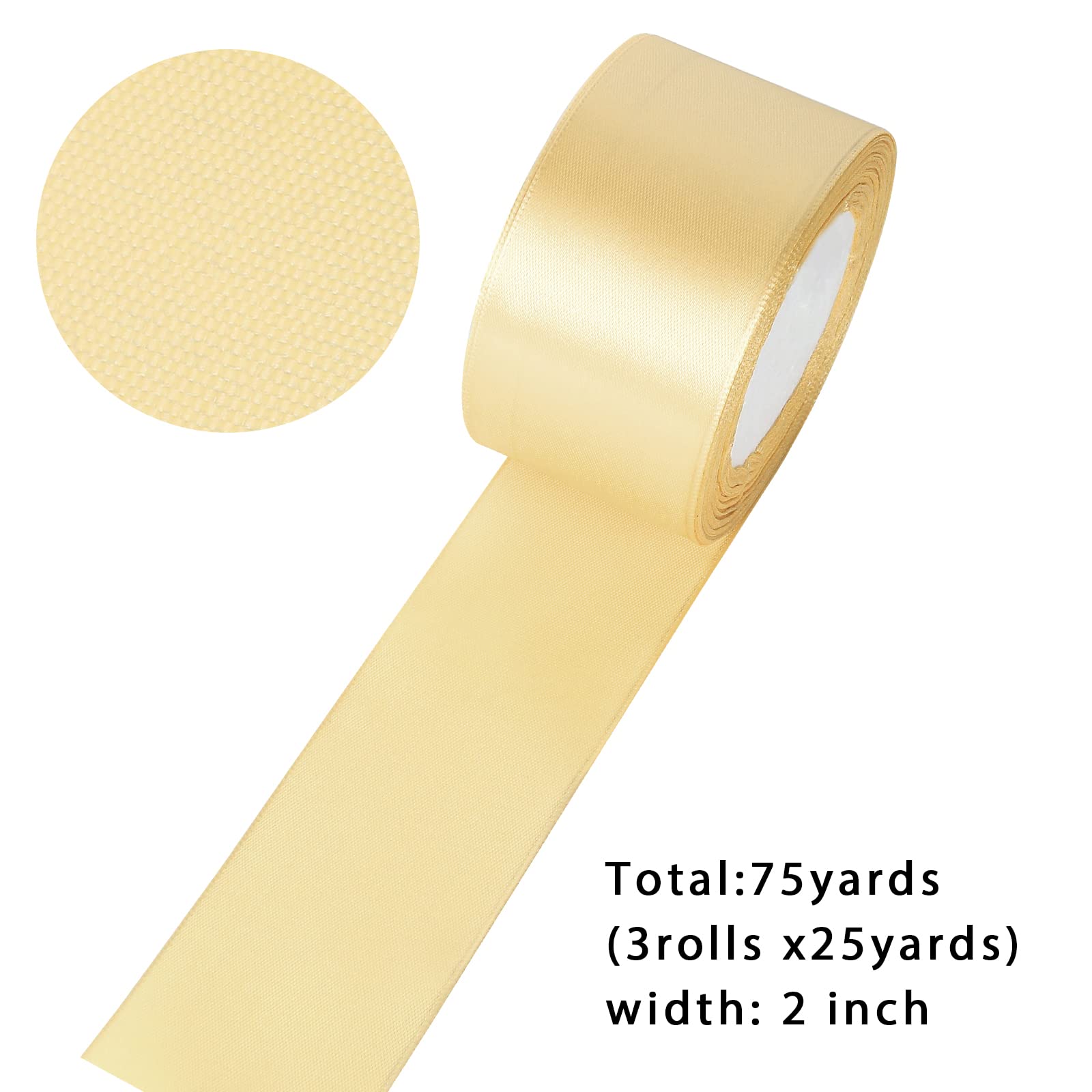 3 Rolls Wide Christmas Satin Ribbon Double Face Polyester Satin Ribbon Wide Solid Satin Ribbon for Christmas Wedding Gift Wrapping Crafts Decoration Favors (Red, Green, Gold, 2 Inch)