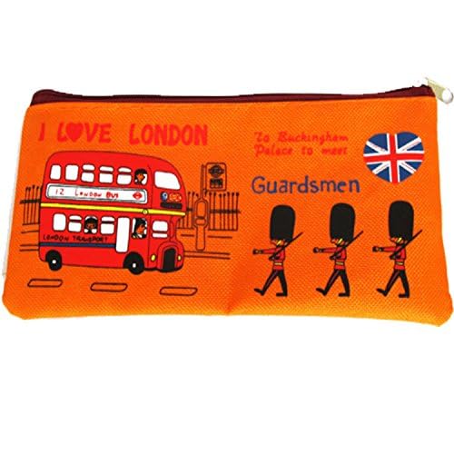 lotusflowert Canvas Pencil Case,The American Style I Love London Set of 4