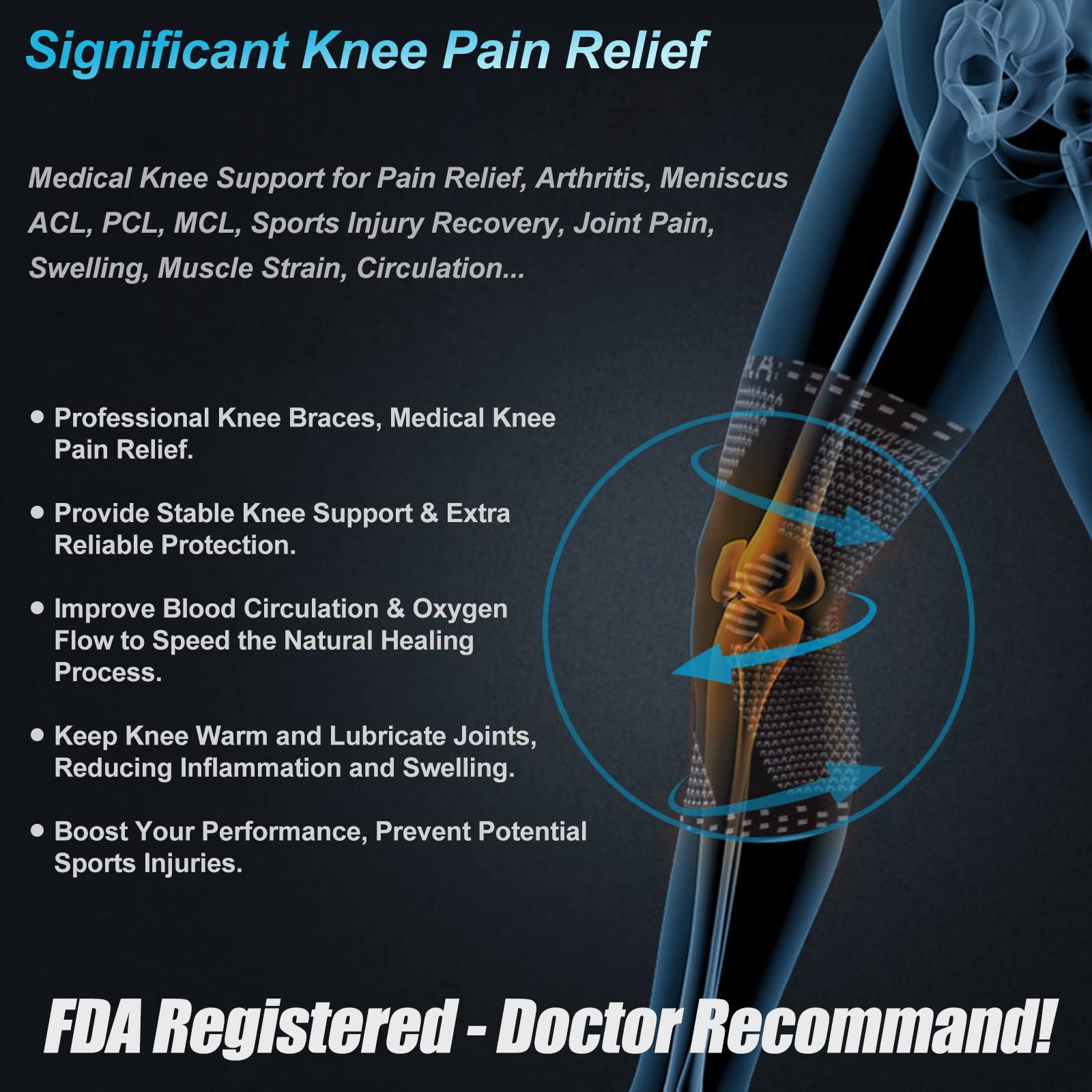 NEENCA Knee Brace for Knee Pain Relief, Compression Knee Sleeve with Patella Gel Pad & Side Stabilizers, Knee Support for Men Women, Meniscus Tear, Arthritis, Joint Pain, ACL, Runner, Workout- 18