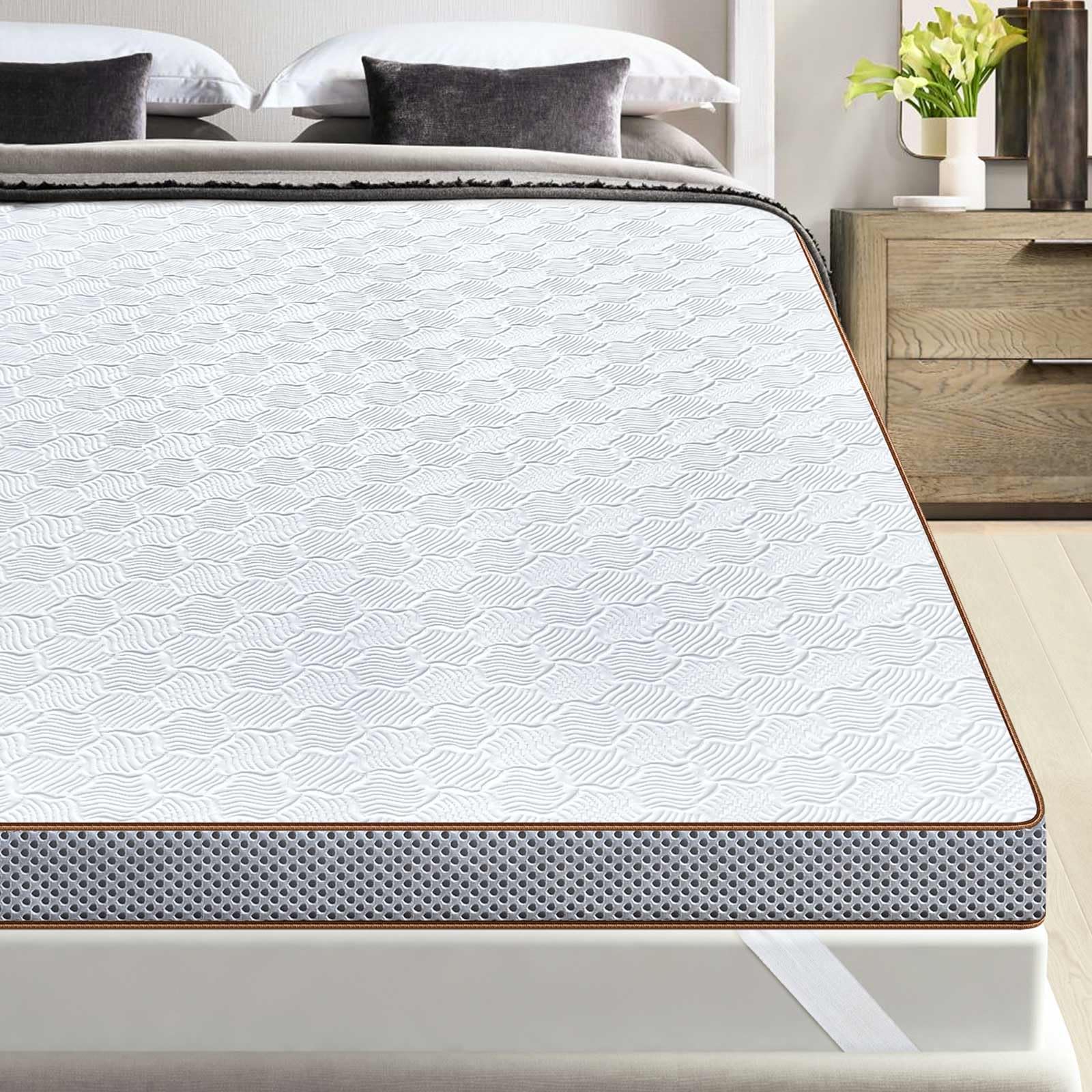Slybear 3 Inch Memory Foam Mattress Topper Queen Cooling Gel Mattress Topper for Queen Size Bed with Non-Slip Removable Washable Cover, Pressure Relief Ventilated Mattress Pad
