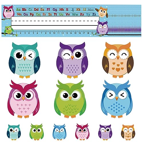 240 Pcs Cactus Cut-Outs Nameplates Stickers Cactus Accents Cutouts Cactus Name Tags Labels Desk Number Line ABC Alphabet Bulletin Board Classroom Decor Supplies for Back to School Party (Owl)