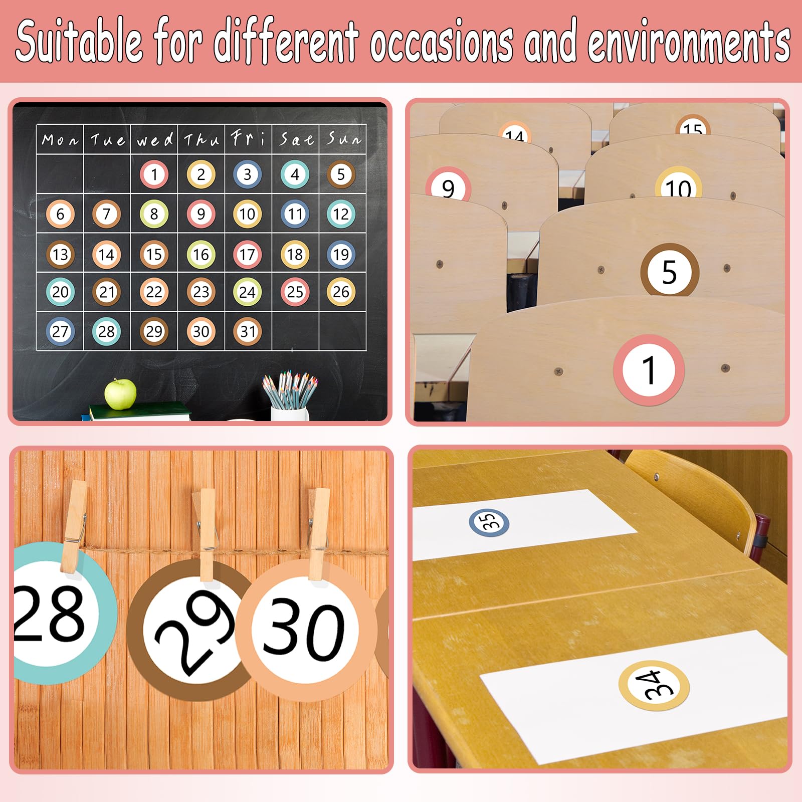 60 PCS Classroom Number Cutouts Bulletin Board Decor, Boho Educational Accent Cards with Number 0-59 and Blank Writable Cutout School Home Wall Decor for Teacher Students