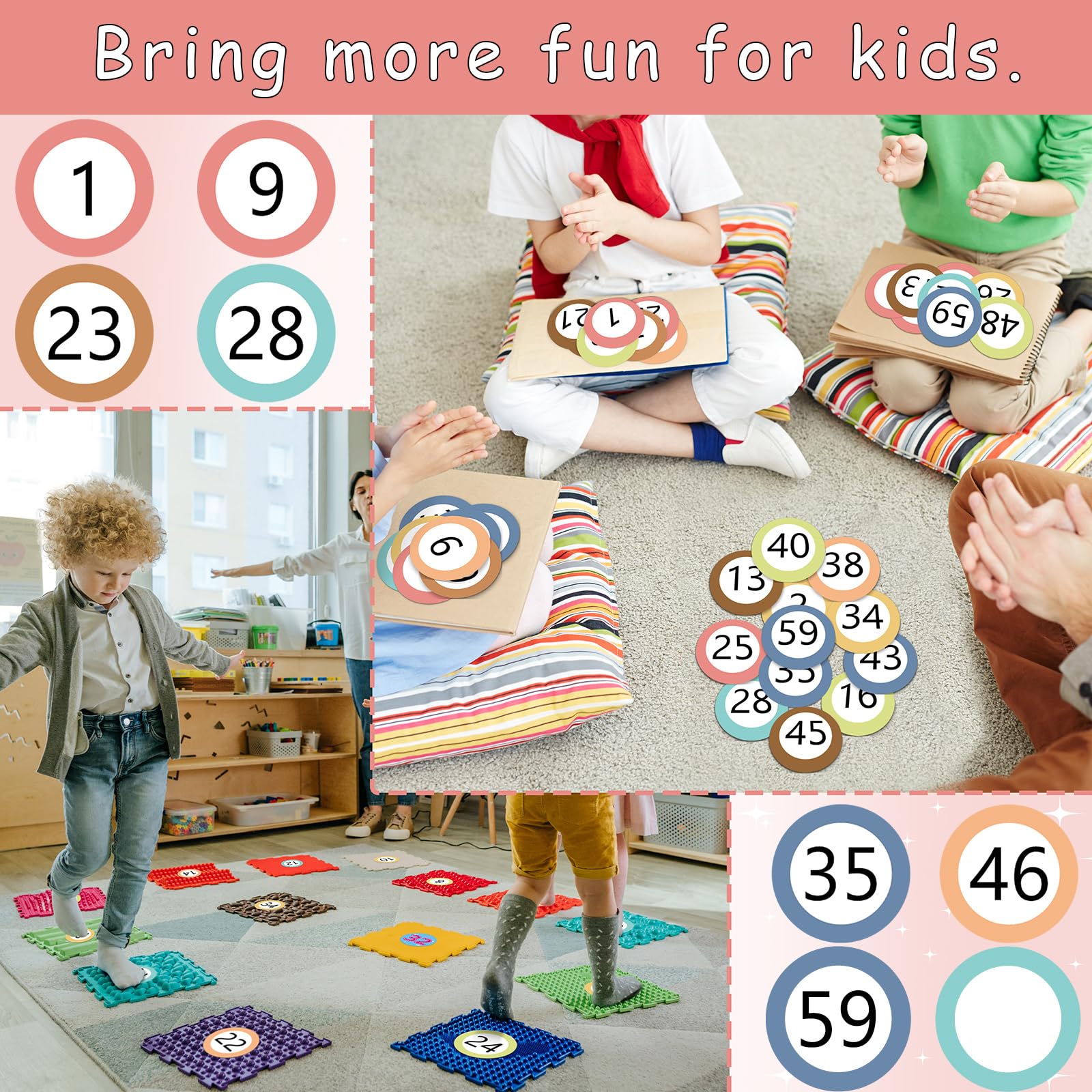 60 PCS Classroom Number Cutouts Bulletin Board Decor, Boho Educational Accent Cards with Number 0-59 and Blank Writable Cutout School Home Wall Decor for Teacher Students