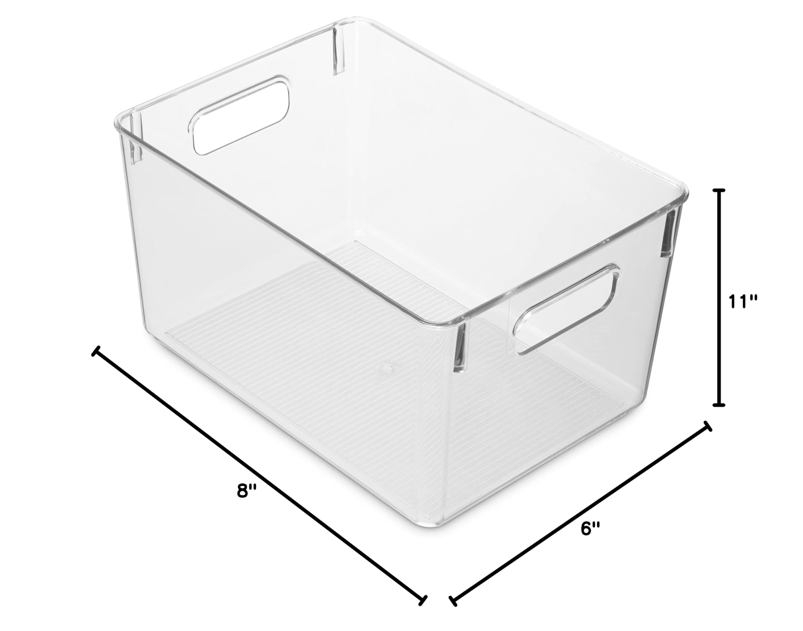 Pack Of 4 Plastic Kitchen Organization Pantry Storage Bins - Fridge Organizer, Cabinet Organizers, Household Food Storage Baskets for Countertops, Cabinets, Refrigerator, Freezer, Bedrooms, Bathrooms