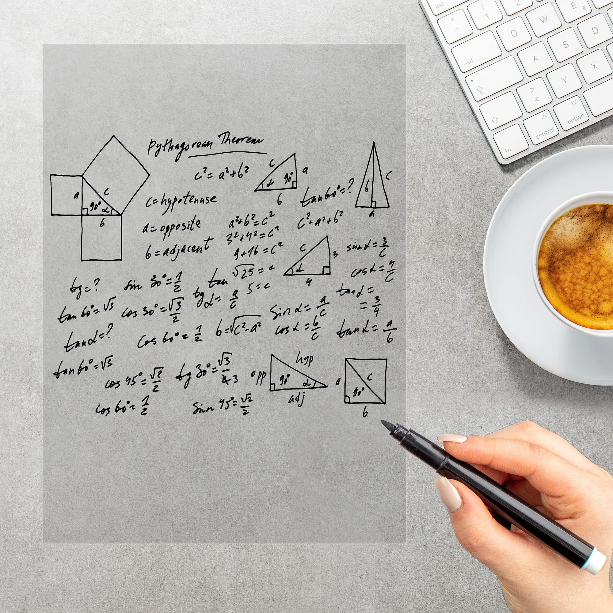 AcrossSea Clear Dry Erase Board Sticker - 10 Sheets of A4 - Transparent Self Adhesive White Board Sticker - Clear Dry Erase Board for Refrigerator, Desk, Office & Kids Room