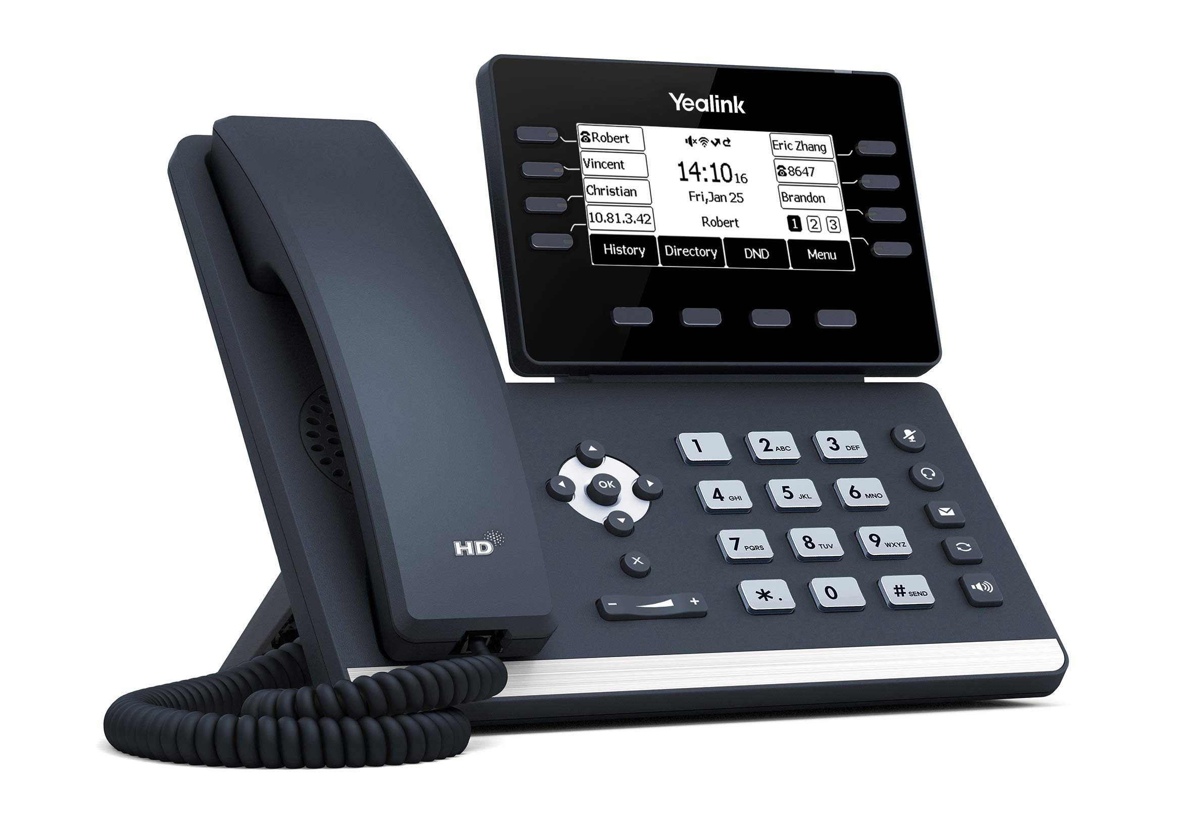 Yealink T53W IP Phone, 12 VoIP Accounts. 3.7-Inch Graphical Display - Black (Renewed)