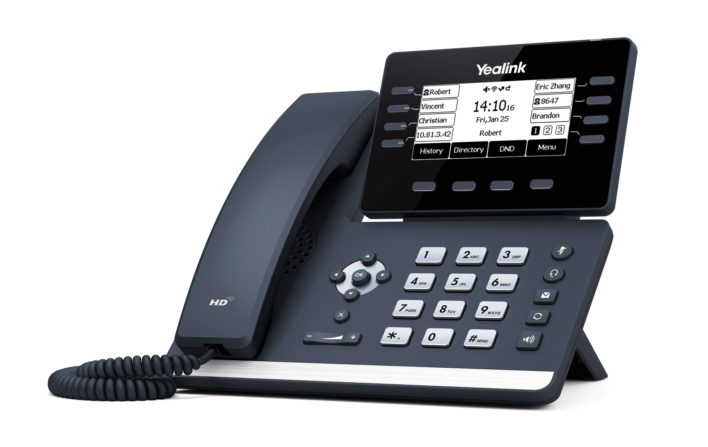 Yealink T53W IP Phone, 12 VoIP Accounts. 3.7-Inch Graphical Display - Black (Renewed)