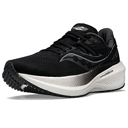 Saucony Women's Triumph 20 Running Shoe, Black/White, 8