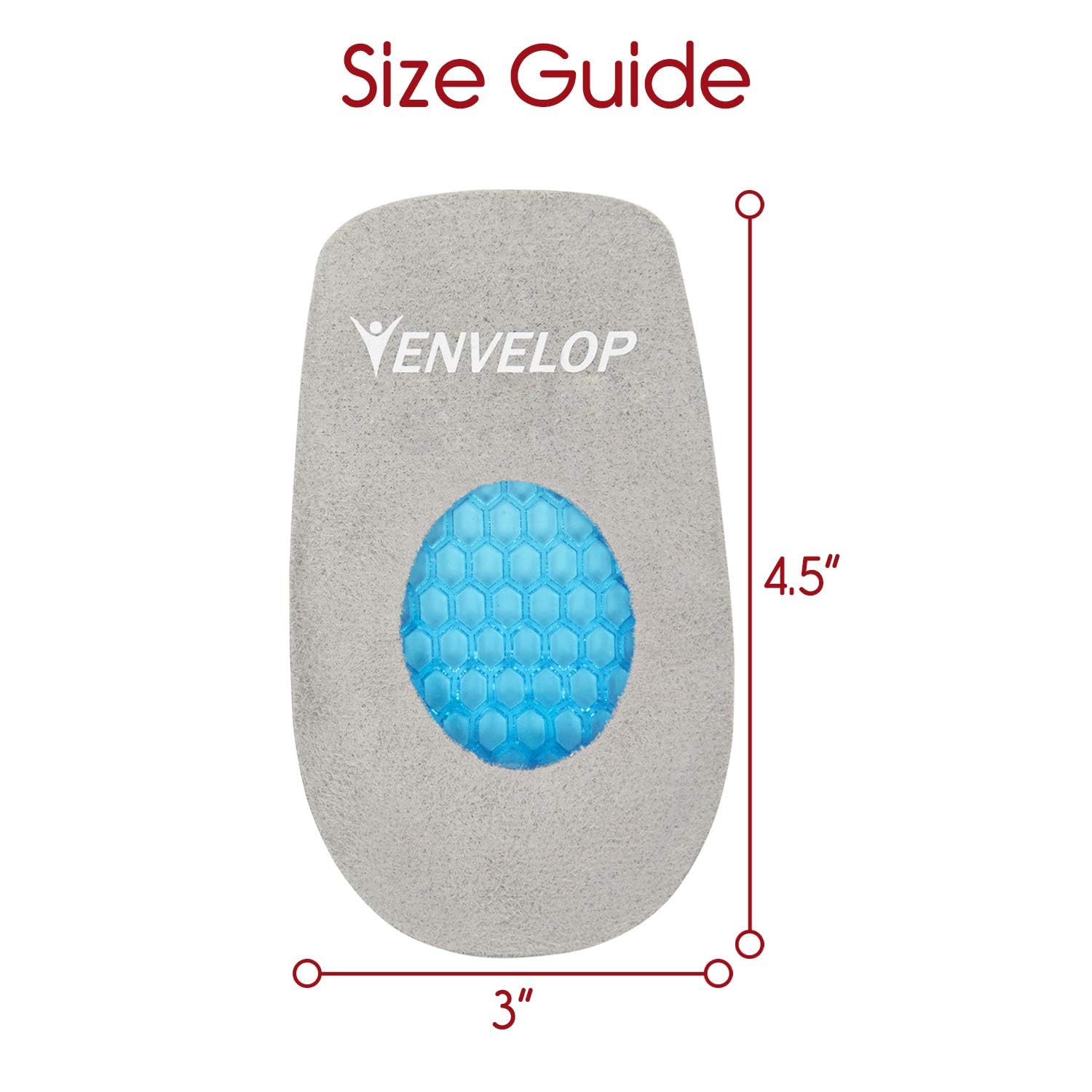 Vive Envelop Gel Heel Cups - Heel Cushion for Women, Men, Bone Spur, Plantar Fasciitis Support - Shoe Inserts Provide Foot Pain Relief